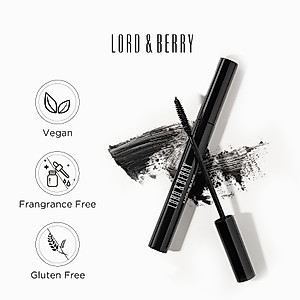 Lord & Berry Back in Black Liquid Lightweight Lash Mascara Black for Volume and Length, Long Lasting Moisture, Great For Short Lashes Eye Makeup, Cruelty Free, 0.6 oz, Deep Black