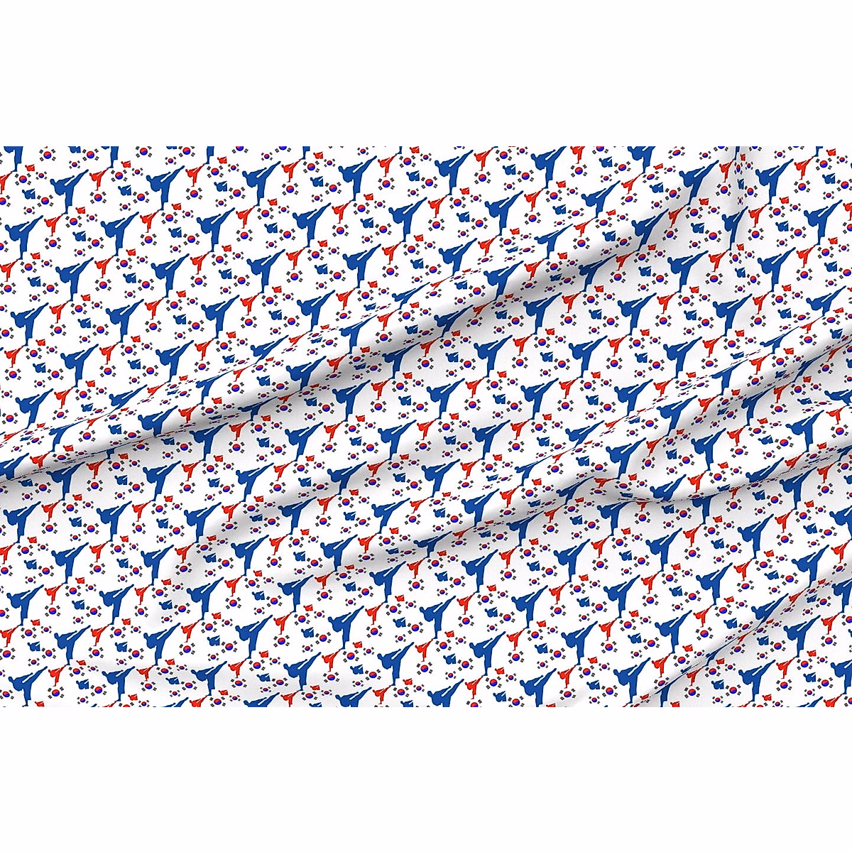 Spoonflower Fabric - Martial Arts Karate Red White Blue Printed on Petal Signature Cotton Fabric by The Yard - Sewing Quilting Apparel Crafts Decor