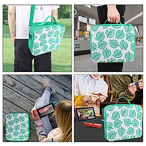 Switch Case for Nintendo Switch and Switch OLED Model, Portable Full Protection Carrying Travel Bag with 24 Game Cards Storage for Switch Console Pro Controller Accessories ,Animal Crossing Green