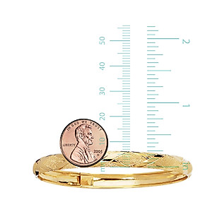 JewelStop 10K Yellow Gold 6mm Shiny Diamond Shape Laser Cut Pattern Bangle - 8 Inches, 4.9gr.