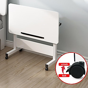 HDHNBA Rolling Desk Adjustable Height,Rolling Computer Cart,Portable Laptop Desk,Small Adjustable Home Office Desk,Rolling Laptop Desk,Small Portable Desk