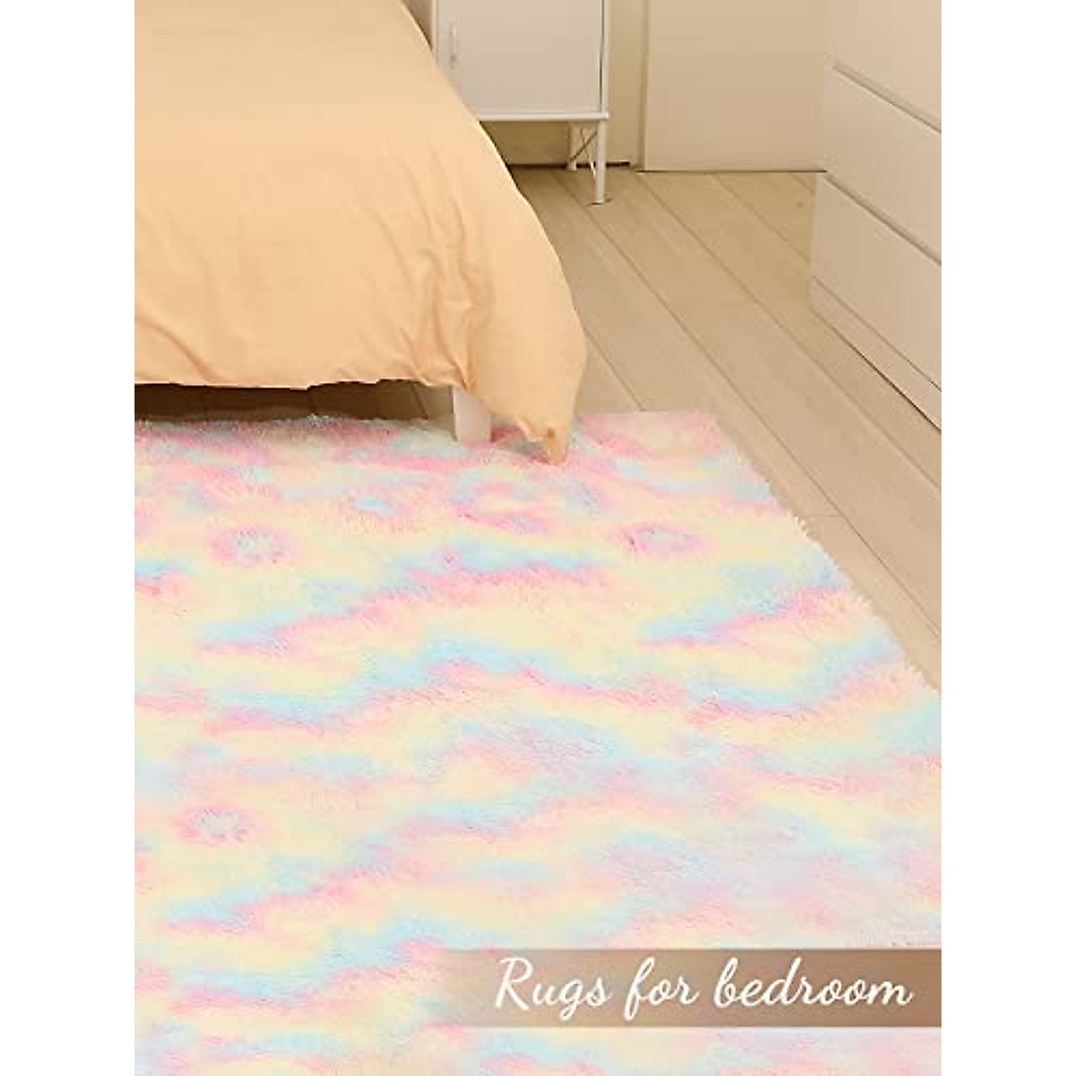 Medeunk 8x10 Area Rugs Rainbow Super Soft Fluffy Upgrade Sponge Non-Slip No Shedding for Living Room Bedroom Girls/Boys Room Dorm Playroom