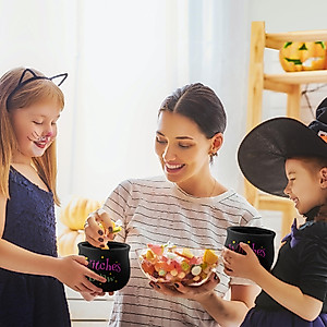 WATINC Halloween Witches Brew Candy Dish Mini Witches Cauldron Ceramic Candy Bowl Tiered Tray Decor, Trick or Treat Broomstick Snack Serving Bowl Decoration, Candy Bucket for Halloween Wizard Party