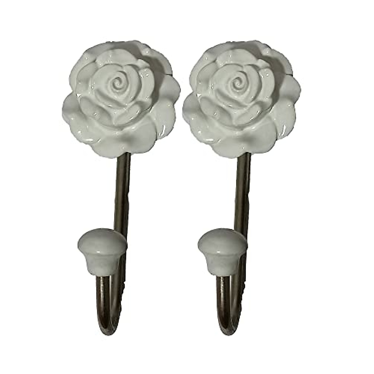 PARIJAT HANDICRAFT 5 Pcs Set Ceramic Coat Hook Towel Hanger for Bathroom Home and Office Pink Blue White