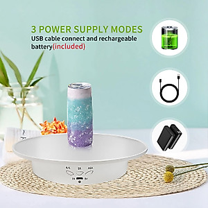 ZLMONDEE Motorized Rotating Display Stand, Mirror Covered 360 Degree Turntable Display Stand for Photography Products and Shows, Max Load 18Lb/ 7.87 inch Video Show, Battery/USB Power Supply (Remote