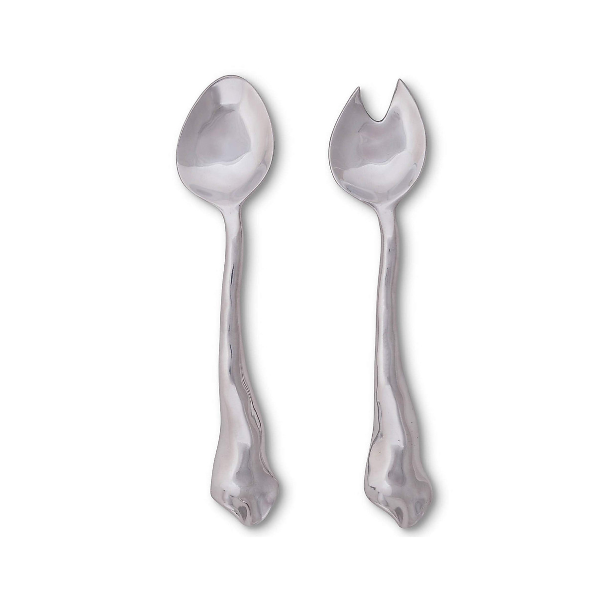 Arthur Court Modern Aluminum Salad Serving Spoon and Salad Serving Fork, Salad Servers Set Carmel Collection 11 inch Long