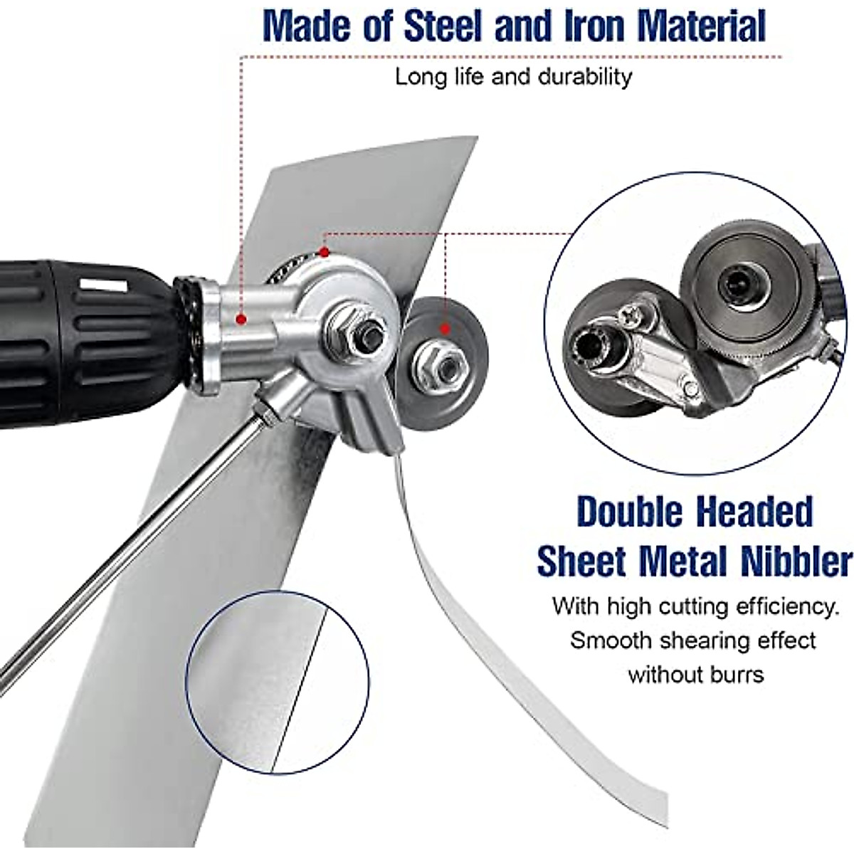 Electric Drill Shear Attachment Cutter Nibbler, Electric Drill Plate Cutter Metal Nibbler Drill Attachment with adapter, Universal Sheet Metal Cutter Knife for Cutting Iron, White Sheet, Steel, Copper