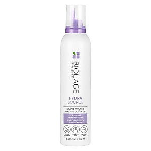 BIOLAGE Hydra Source Styling Mousse - Provides Body and Natural Movement With Medium Hold For Dry Hair, Paraben-Free & Vegan, 8.5 Fl Oz