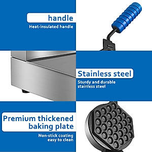 YOOYIST LED Egg Bubble Waffle Iron Machine Rotating Belgian Waffle Maker Commercial Grade Professional Intelligent Heavy Duty Non Stick Digital For Hotel Restaurant