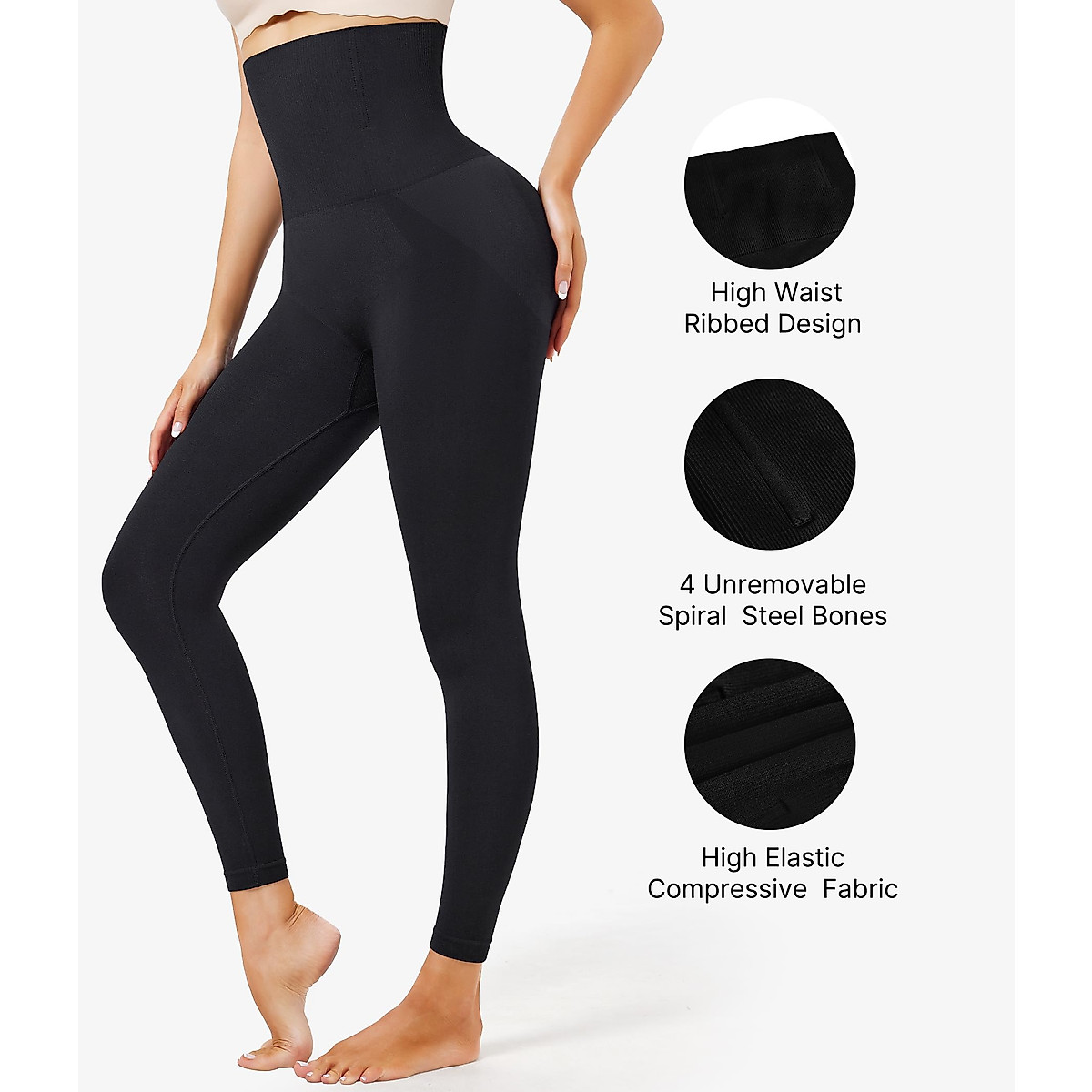 Nebility Shapewear Tummy Control High Waisted Body Shaper for Women Thigh Slimmer Butt Lifting Shapewear (Black,XL)