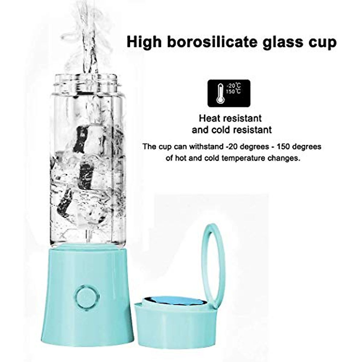 Portable Personal Blender, Household Juicer fruit shake Mixer -Six Blades, BPA Free 480ml Baby cooking machine with USB Charger Cable (blue)