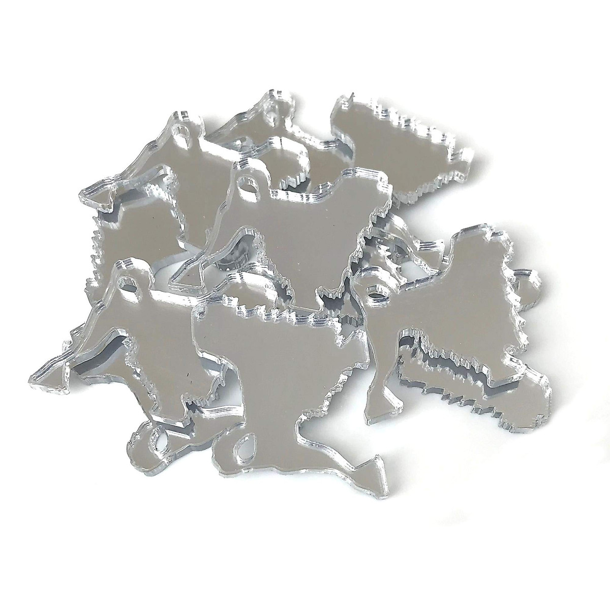 Super Cool Creations Lowchen Dog Shaped Crafting Mirrors, Set of 10, Many Colours, Shatterproof Acrylic, Latte, Pack of 10 x 6cm