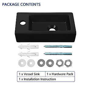 DeerValley DV-1V081R Liberty Wall Mount Sink, Rectangle Mini Vessel Sink,Small Bathroom Cloakroom White Porcelain Ceramic Wash Basin (Right Hand)