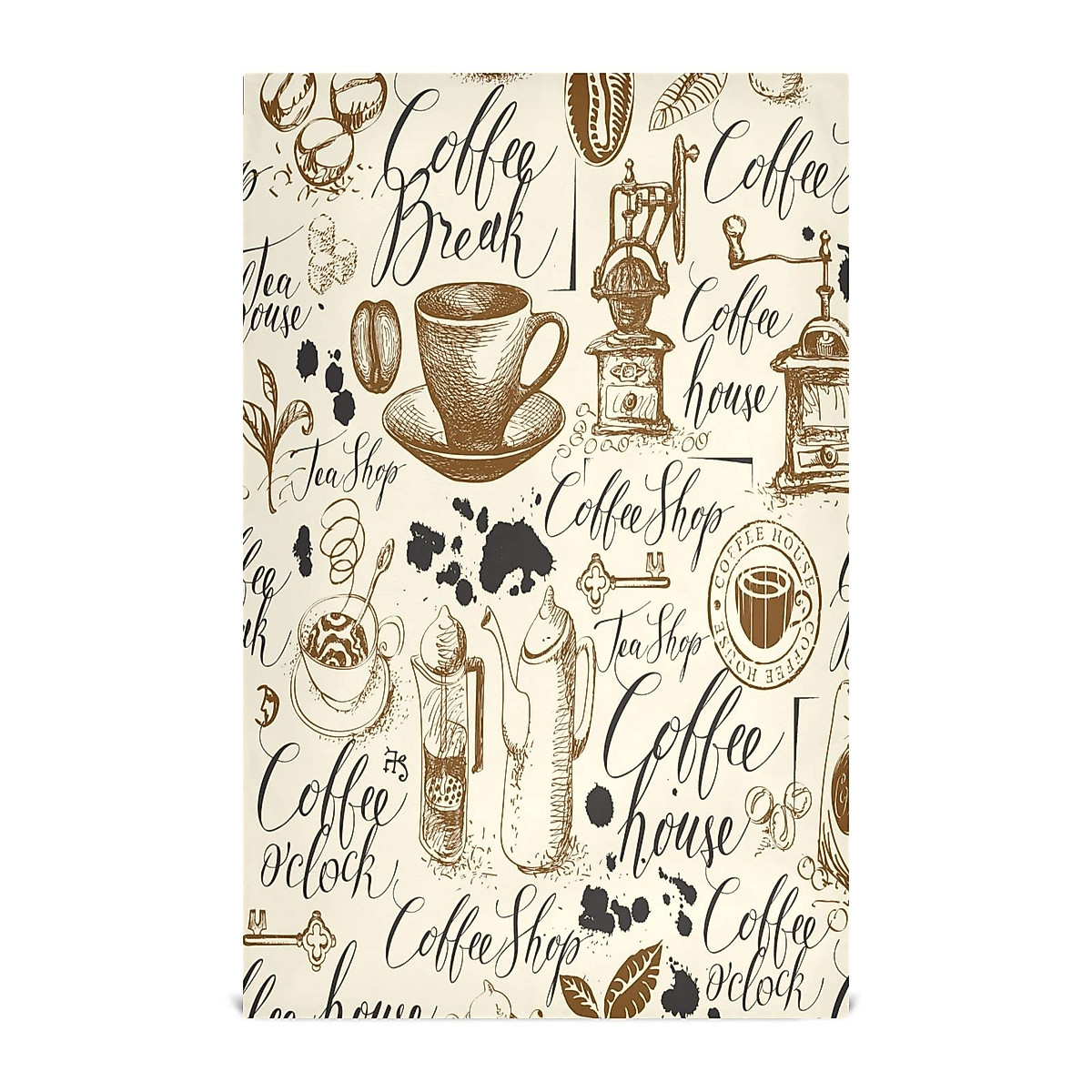 ALAZA Theme of Coffee and Coffee House Decorative Kitchen Dish Towels 1 Piece,Soft and Absorbent Kitchen Hand Towels Home Cleaning Towels Dishcloths,18 x 28 Inch