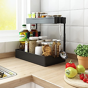 FOLLOWIN Adjustable Height Under Sink Organizers and Storage 2 Pack,Pull Out Under Kitchen Sink Organizer,2 Tier Multi-use Under Bathroom Sink Sliding Organizer