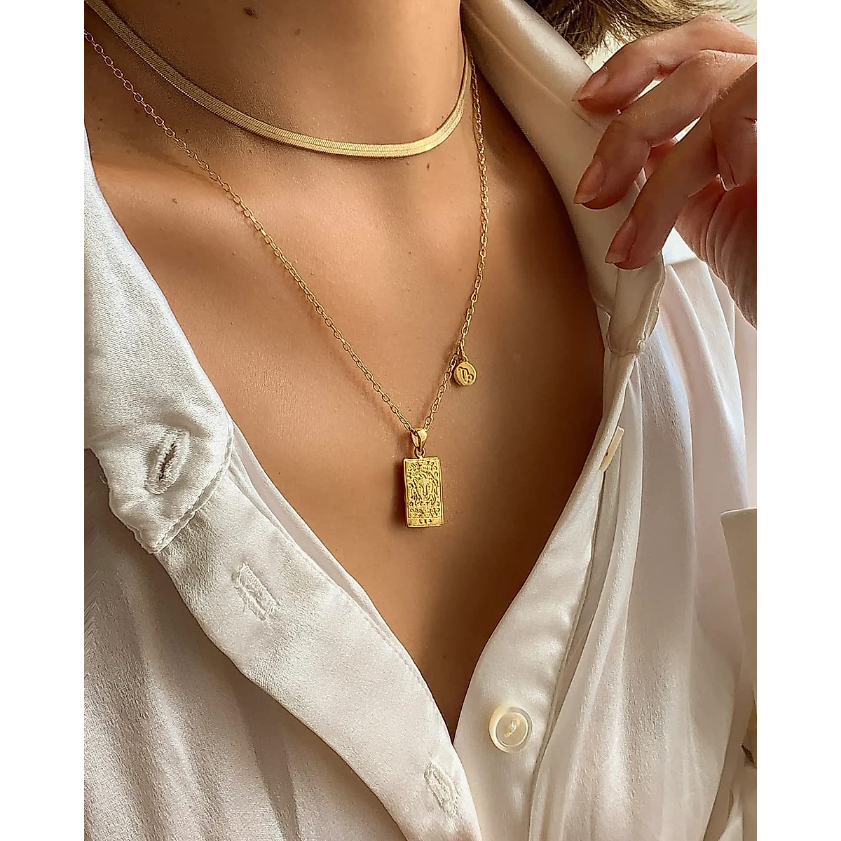 Aries Necklace for Women Zodiac Necklace Tarot Card Necklace Stainless Steel Gold Necklace Constellation Necklace Zodiac Sign Necklaces Dainty Trendy Jewelry Gift