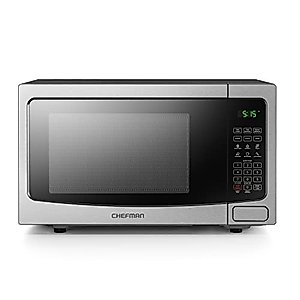 Chefman Countertop Microwave Oven 1.1 Cu. Ft. Digital Stainless Steel Microwave 1000 Watts with 6 Auto Menus, 10 Power Levels, Eco Mode, Memory, Mute Function, Child Safety Lock, Easy Clean