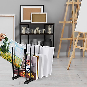ikkle Art Storage Rack Painting Canvas Storage Rack, Metal Drawing Storage Rack for Canvas Frame Drawing Board (Black)