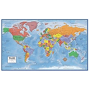 24x36 World Classic Wall Map Poster Paper Folded