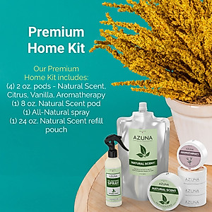 Azuna All-Natural Odor Remover Gel, Premium Whole-Home Kit | Air Purifier with Tea Tree Oil | Plant-Based & Long Lasting | For Pet Odors, Smoke & Strong Odors | Variety Pack