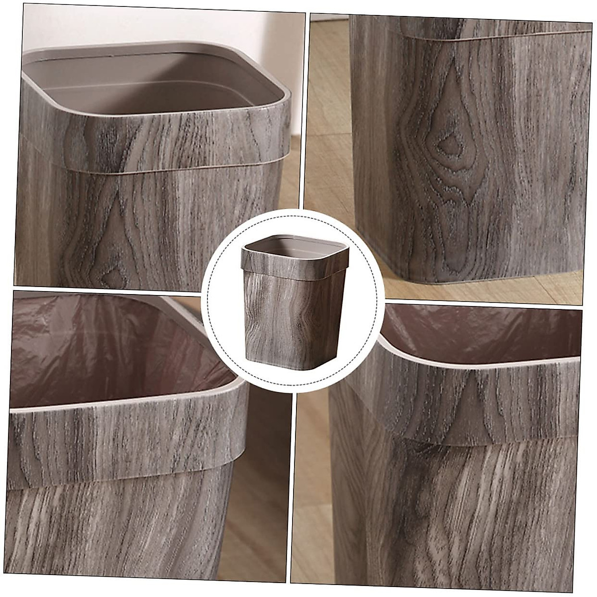 Levemolo Modern Decorative Wooden Trash Can Living Room Bedroom Kitchen Office Wastebasket