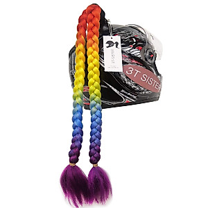 3T-SISTER Pigtails Accessory for Helmet Pigtails Ponytail Braids Hair for Motorcycle Bicycle Batting Skate Helmet or Other Helmets 2 Braids Together 24inch /Many Colors (Helmet not Included)