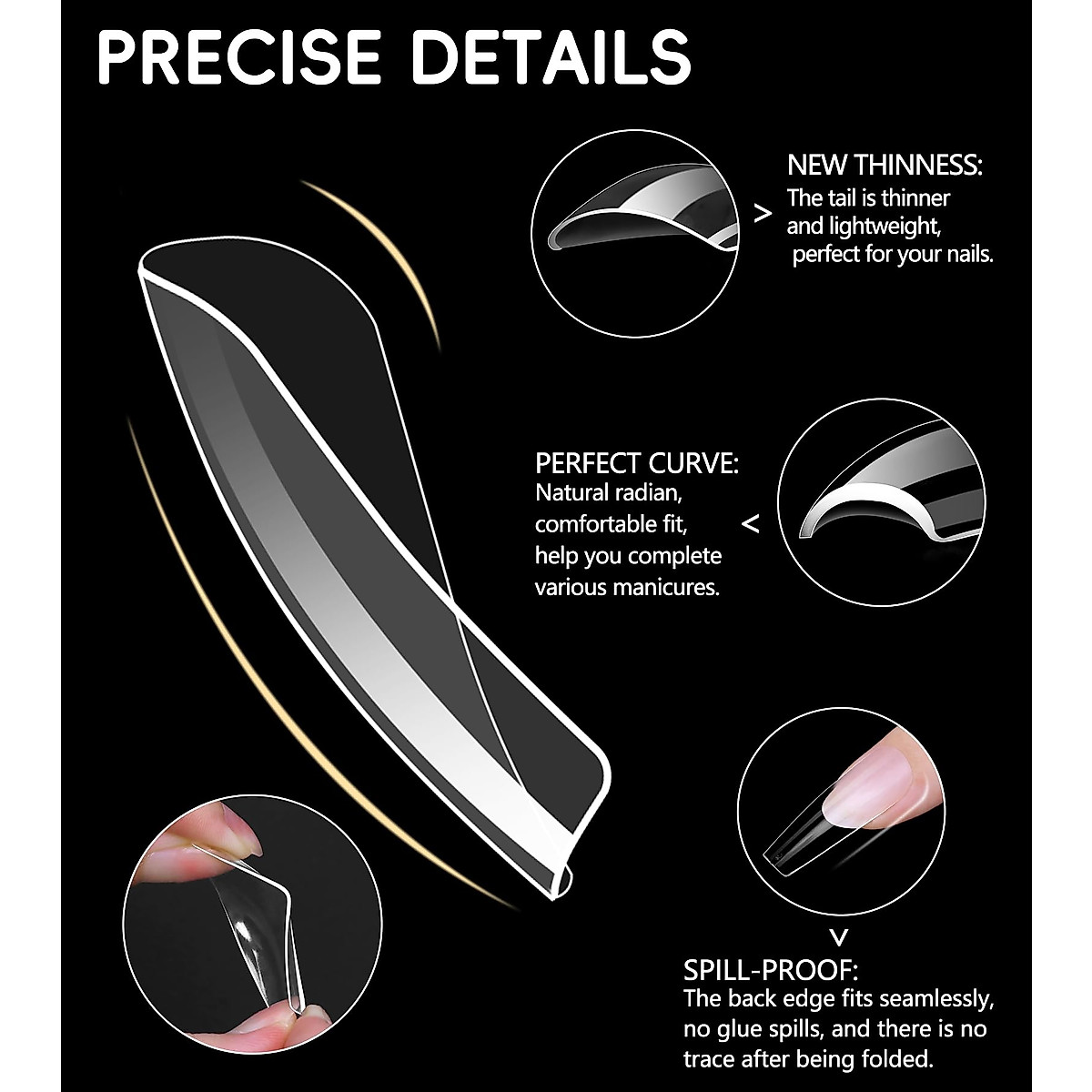 Yevyo 500 Pcs Clear Gel X Nail Tips Coffin Nail Tips False Nail Tips, Acrylic Fake Nail Soft Medium Coffin Shape Nail Extension Tips Extra Long Nail Tips Full Cover Nail Tips for Nail Arts DIY Home