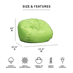 Big Joe Classic Bean Bag Chair, Spicy Lime Smartmax, Durable Polyester Nylon Blend, 2 feet Round