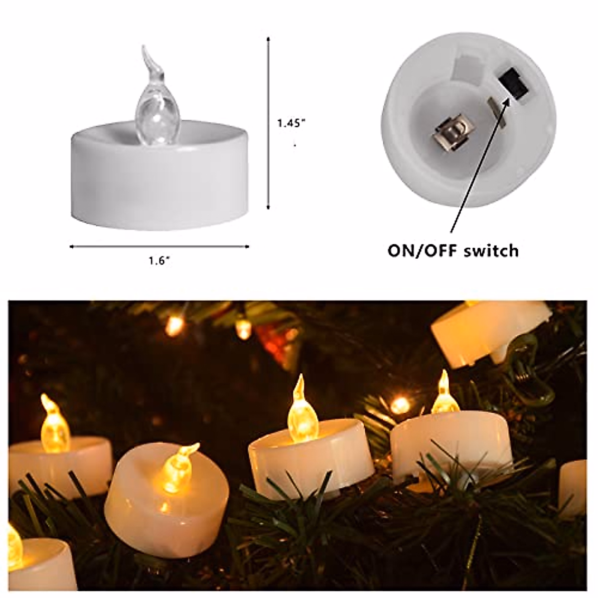 Flameless LED Candles, 12 PCS Decorative Candles, Candle Lights with Clips, Fake Candles for Home/Garden/Holiday/Decorations, Seasonal Celebration,Christmas & Wedding Decor (Warm White)