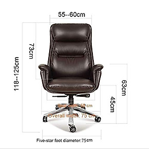 POCHY Family Office Chair High Back Large Seat Swivel Computer Chair PU Leather Tilt Function Simple Comfortable Sedentary Boss Chair (Color : White, Size : Grey)