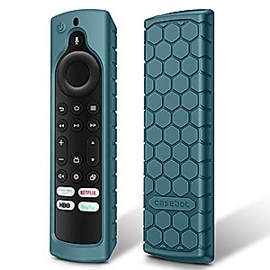 Fintie Silicone Case for Amazon Hisense/Toshiba/Insignia/Pioneer/Fire TV 4-Series/Fire TV Omni (QLED) Series TV Remote - [Anti Slip] Shockproof Cover for Fire TV Alexa Voice Remote, Dark Cyan