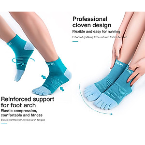 OrrinSports 3 Pairs Women & Men's Athletic Toe Socks Five Finger Socks for Running Hiking Walking Quarter Crew (Size Medium)