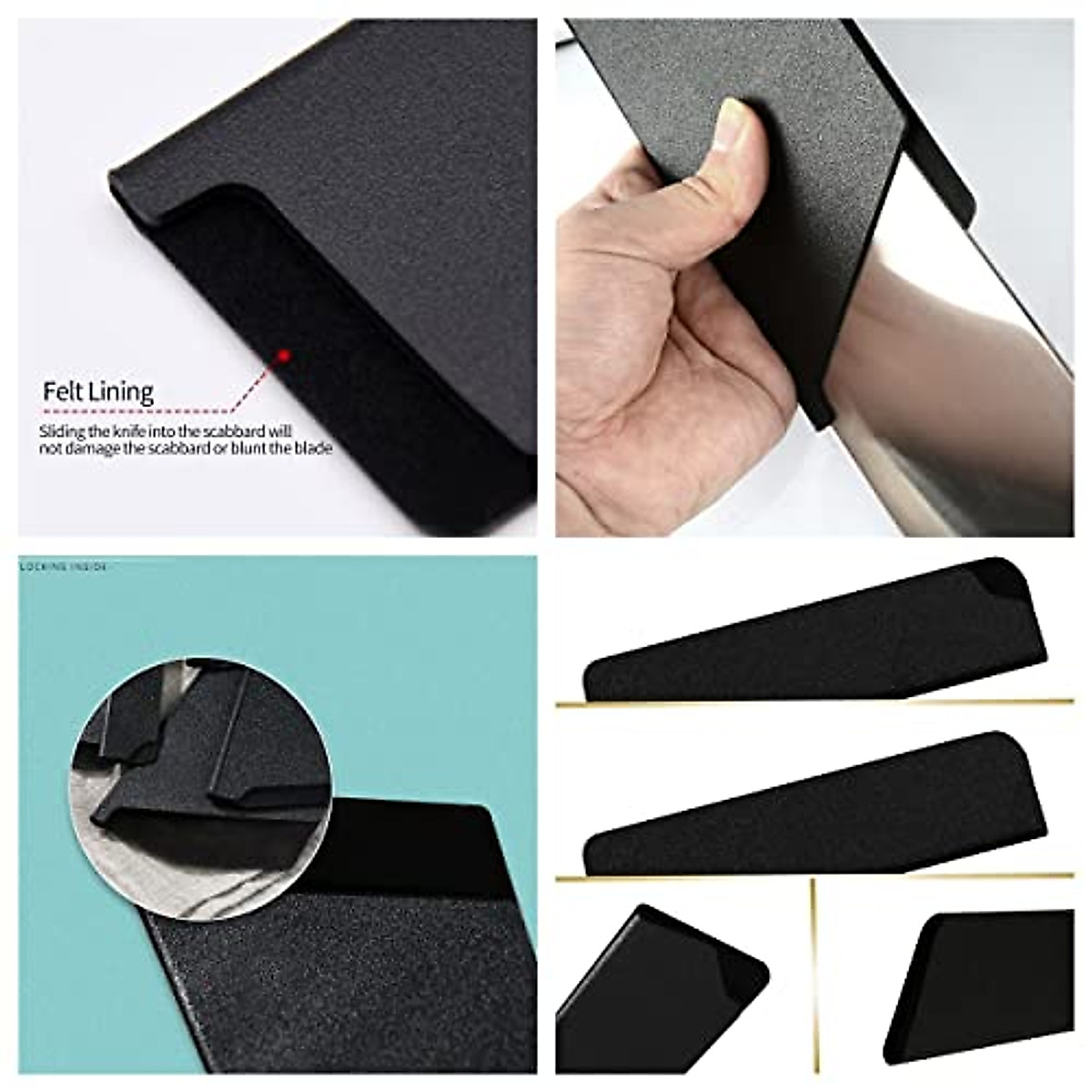 Knife Sheath, Chef Knife Edge Guard, Universal Kitchen Knife Blade Covers, BPA-Free Knife Case, Abrasion Resistant Felt Lined Knife Cover Sleeves Knife Protectors