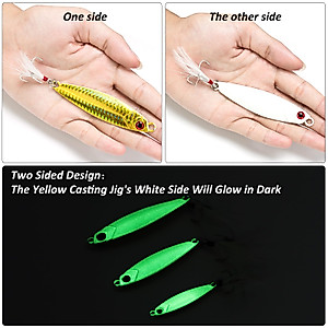 Dr.Fish 5 Pack Metal Jigging Spoon Saltwater Fishing Jigs Spoons Lures Casting Vertical Diamond Jig Lures Freshwater Bass Striper Mackerel Halibut 2oz