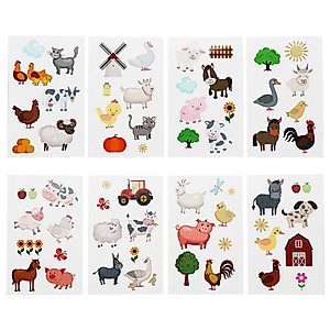24 Sheets Barnyard Farm Animal Temporary Tattoos, Farm Themed Birthday Decoration Party Favors for Kids,Goody Bag Supplies Gifts