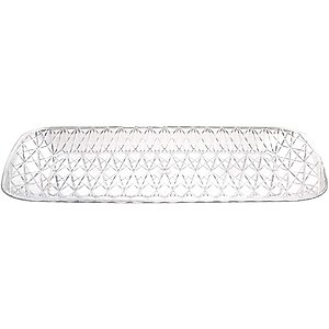 3 Plastic Clear Rectangle Serving Tray 16" x 10.5" Bottom Etched Design