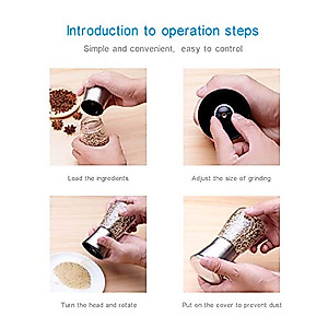 Pepper Grinder, Mini Spice Mill, Small Pepper Mill, Good Helper of Chef's. Brushed Stainless Steel Dust Cover With Ceramic Grinding Cores, Adjustable Coarseness, Family or Outdoor Picnic Optional.