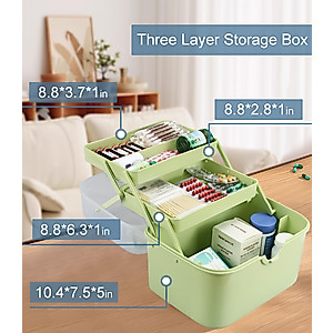Cqhxvw Craft Organizers and Storage Large Art Supply Storage Three Layer Storage Box Arts and Crafts Box 10.5 X 8.2 X 9in First Aid Medication Organizer Tackle Box Organizer Storage Box with Handle