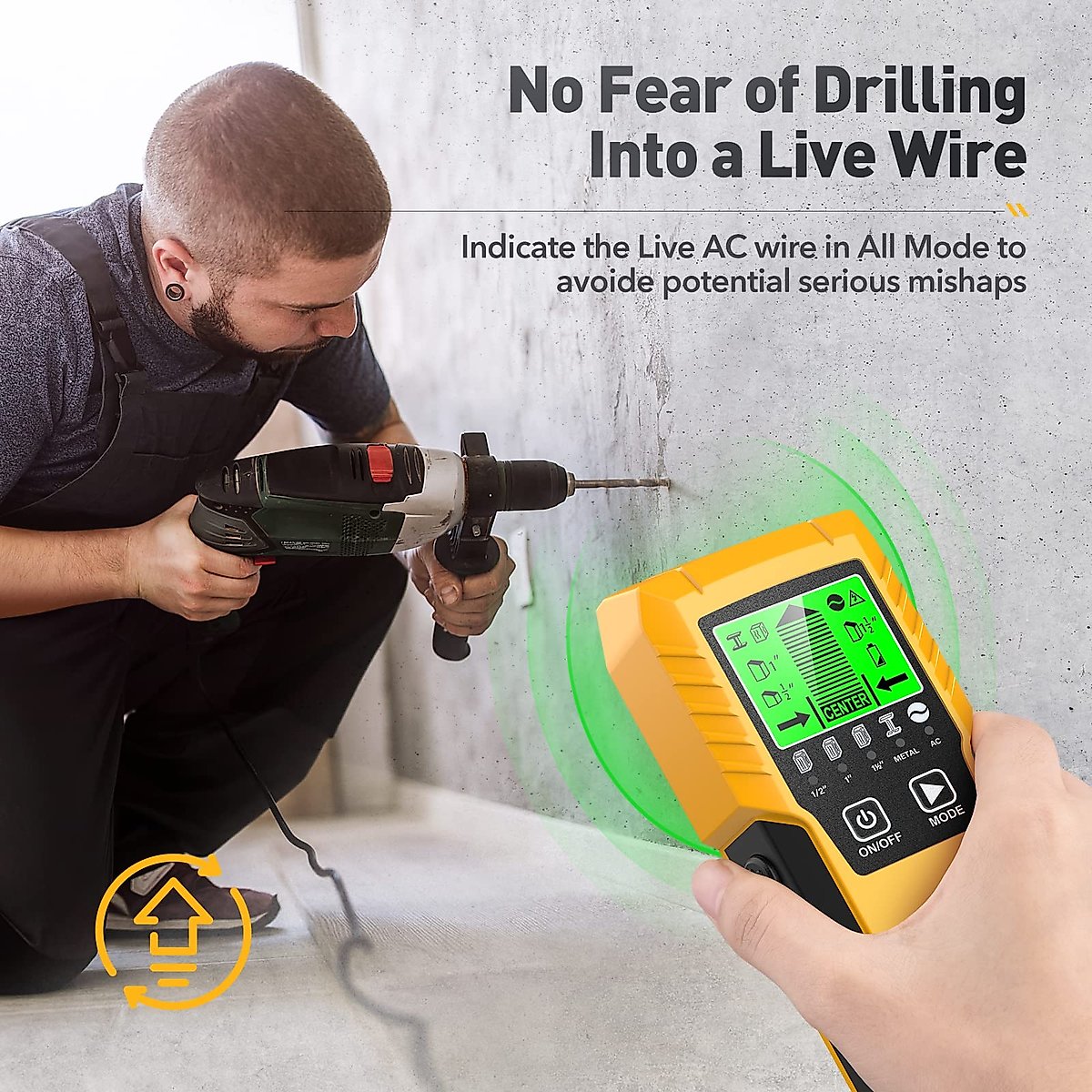 Stud Finder Sensor -Wall Stud Finder Detector with Audible Alarm LCD Display Detector Detect AC Line Wood Joist Metal Detect Edge Center