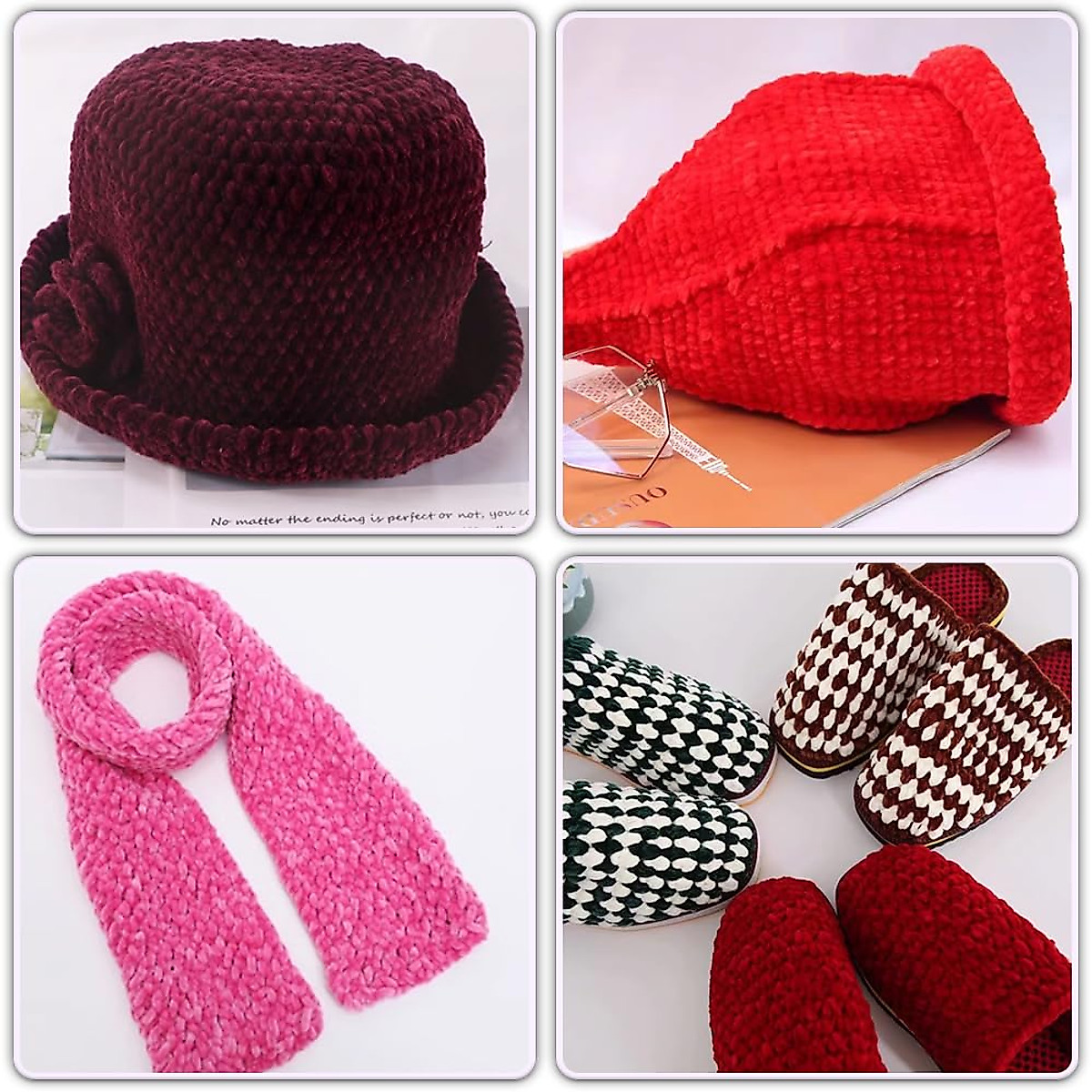 1 PCS 100g Soft Chenille Yarn Velvet Yarn for Crocheting,Fluffy Yarn for Knitting and Crochet DIY Craft,Warm Yarn for Bag Hat Scarve Clothe Gloves Slippers Doll（Brown）