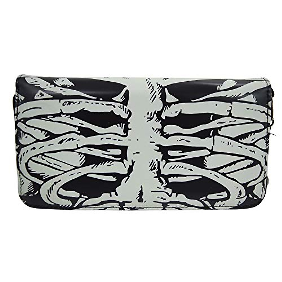 Lost Queen Gothic Skeleton Ribcage Glow in the Dark Zip Around Wallet
