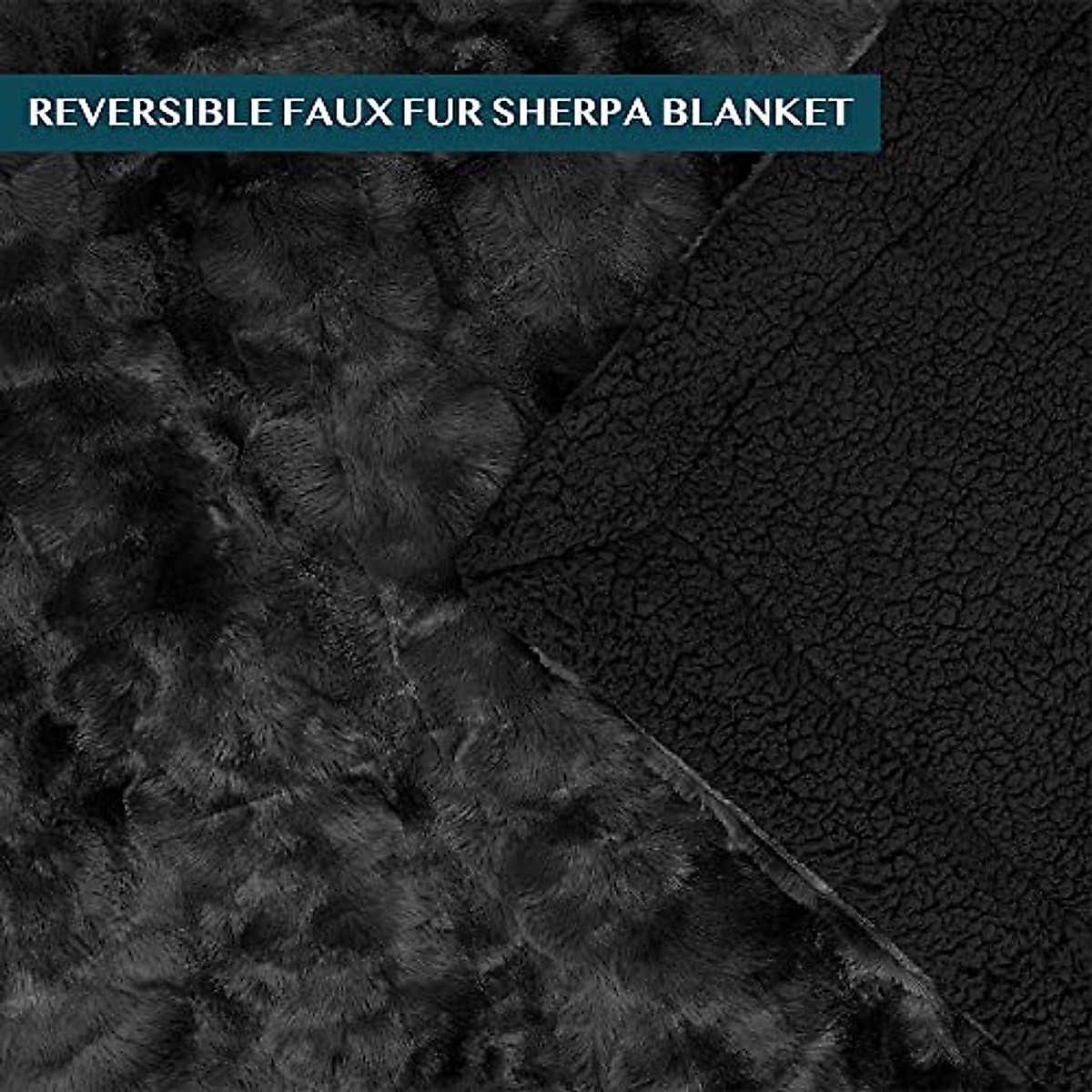 PAVILIA Soft Fuzzy Faux Fur Bed Blanket, Queen Tie-Dye Black, Fluffy Furry Warm Sherpa Blanket Fleece Throw for Bed, Sofa, Couch, Decorative Shag Plush Comfy Thick Throw Blanket, 90x90