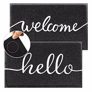 comfoyar Door Mat Outside Entrance, Set of 2, Welcome Mats Outdoor with 8 Rug Grippers, Ultra Absorb Mud, Easy to Clean, Low Profile Design Front Door Rug, Perfect for High Traffic Areas, 30"x17"