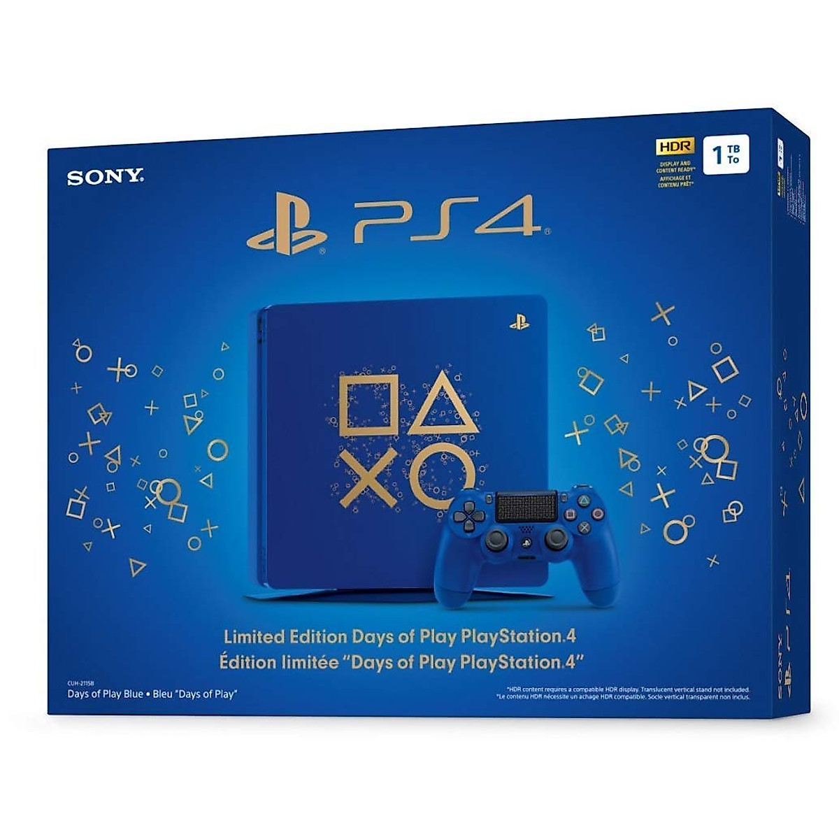 Playstation 4 Slim 1TB SSD Limited Edition Days of Play Blue Console with Controller Bundle Enhanced with Fast Solid State Drive (Renewed)