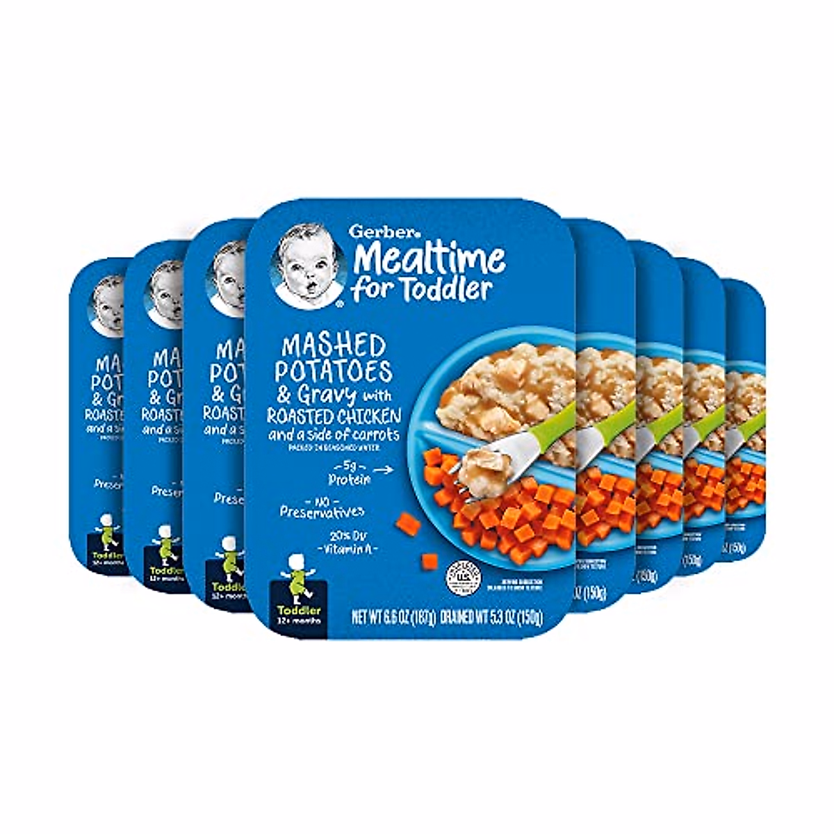 Gerber Mealtime for Toddler Mashed Potatoes & Gravy with Roasted Chicken & Carrots, 6.6 Ounce (Pack of 8)