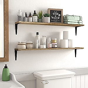 Wallniture Arras Floating Shelves for Wall Storage, Bookshelf Living Room Decor, Bedroom & Kitchen Organization, Bathroom Shelves, 36" Wall Shelf Set of 2