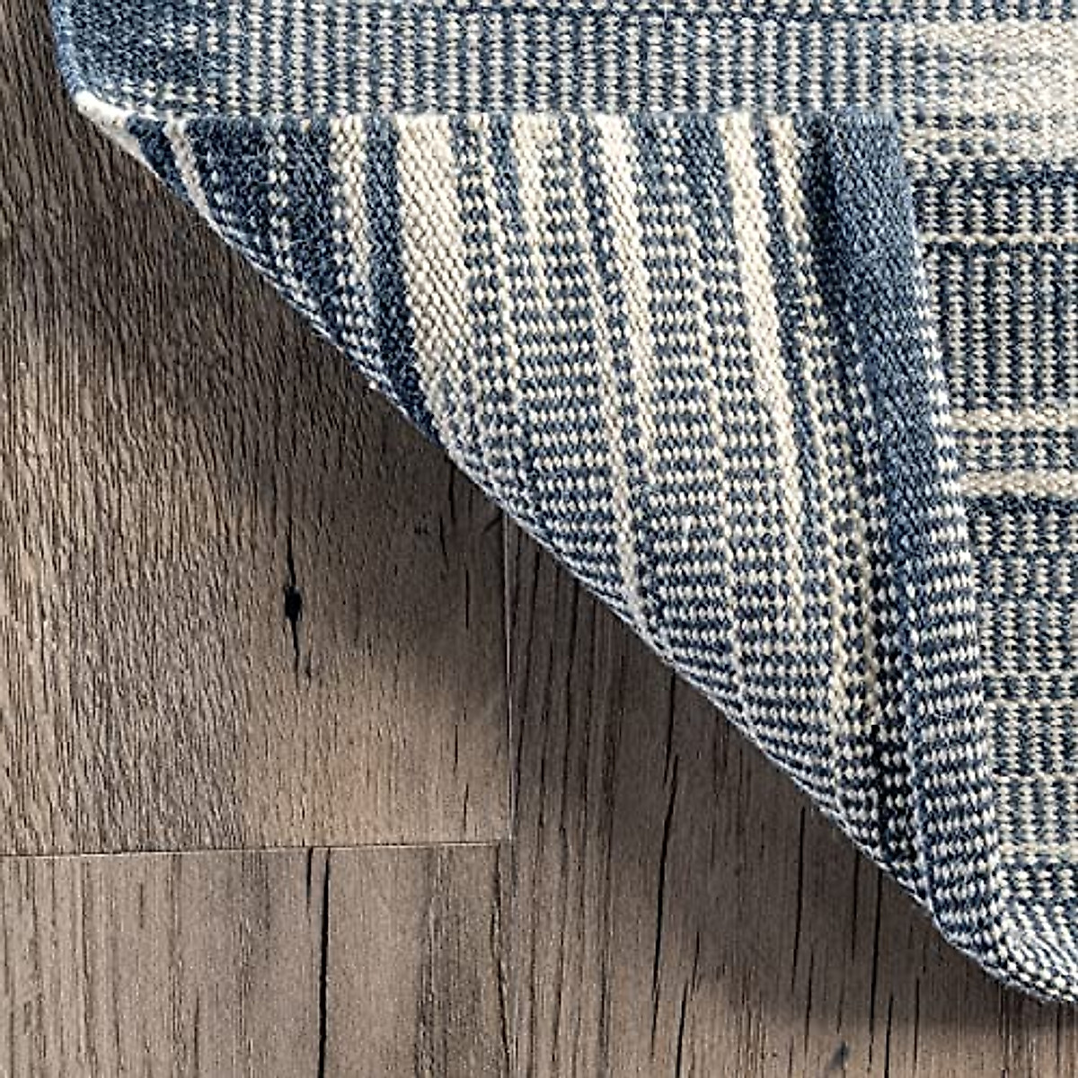 nuLOOM Reba Handmade Abstract Striped Wool-Blend Flatweave Area Rug, 8' x 10', Blue