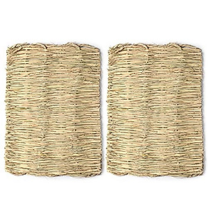MIUPOO Pet Grass Woven Bed Mat,Small Animal Grass Mat Bedding,Pet Chew Grass Mat Toys Bed for Guinea Pig,Parrot,Rabbit,Hamster,Cat Dog and Small Animal,2 Pieces.