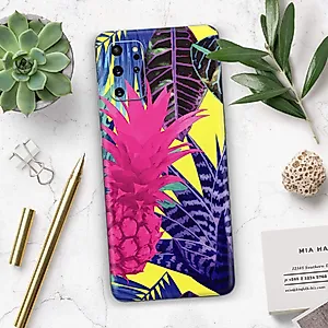 DesignSkinz Hype Flourescent Summer Pineapple Pattern Protective Vinyl Decal Wrap Skin Cover Compatible with The Samsung Galaxy S20 (Screen Trim & Back Glass Skin)