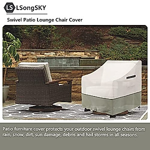 LSongSKY Outdoor Swivel Lounge Chair Cover,100% Waterproof Heavy Duty Outdoor Chair Covers,(33 L x 37 W x 38.5 H inches) Patio Furniture Cover for Swivel Patio Lounge Chair,White&Grayish Green
